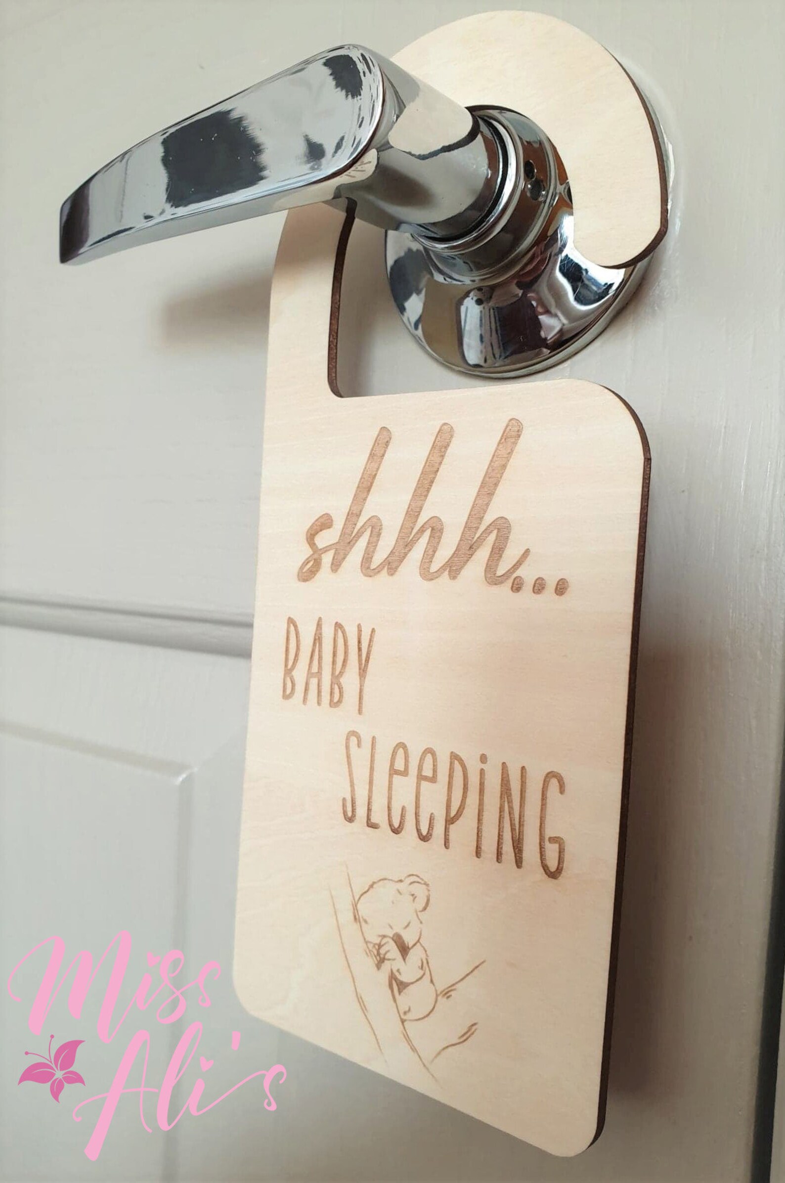 Shhh baby sleeping sign Wooden Baby Sign Front Door Sign | Etsy