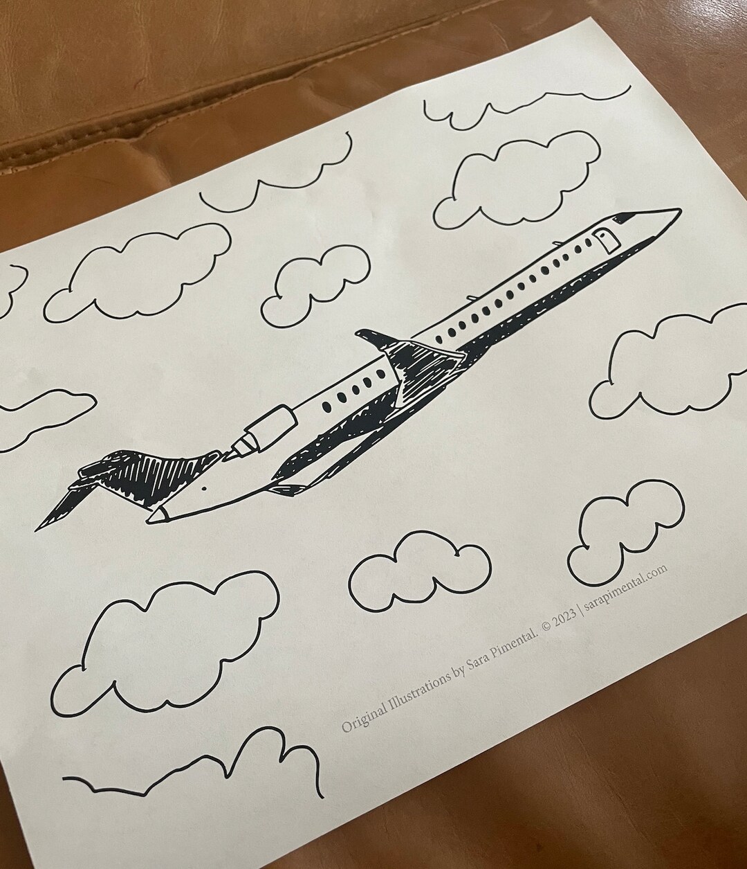 Jet Airplane in the Clouds Coloring Page - Digital Download - Hand ...