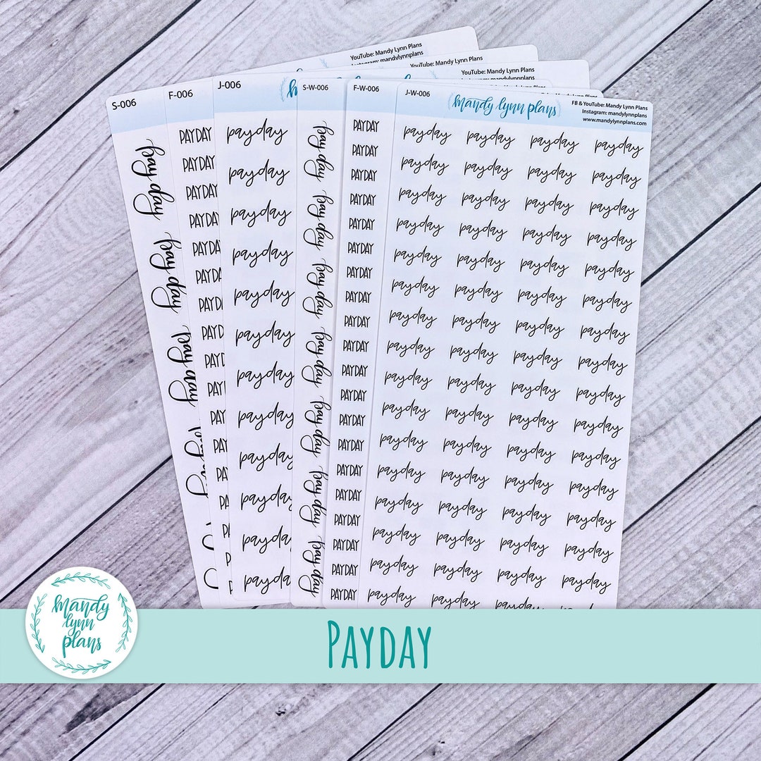 Payday Script Stickers: Planner Stickers, White or Clear Matte - Etsy