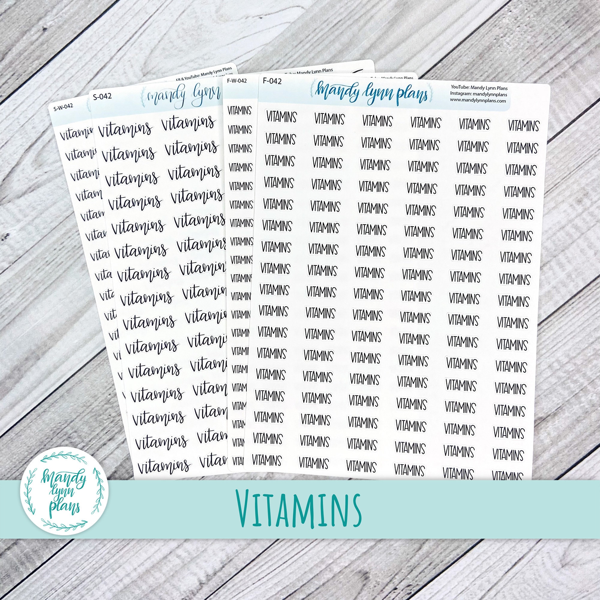 Vitamins Script Stickers Removable White Matte or Clear | Etsy