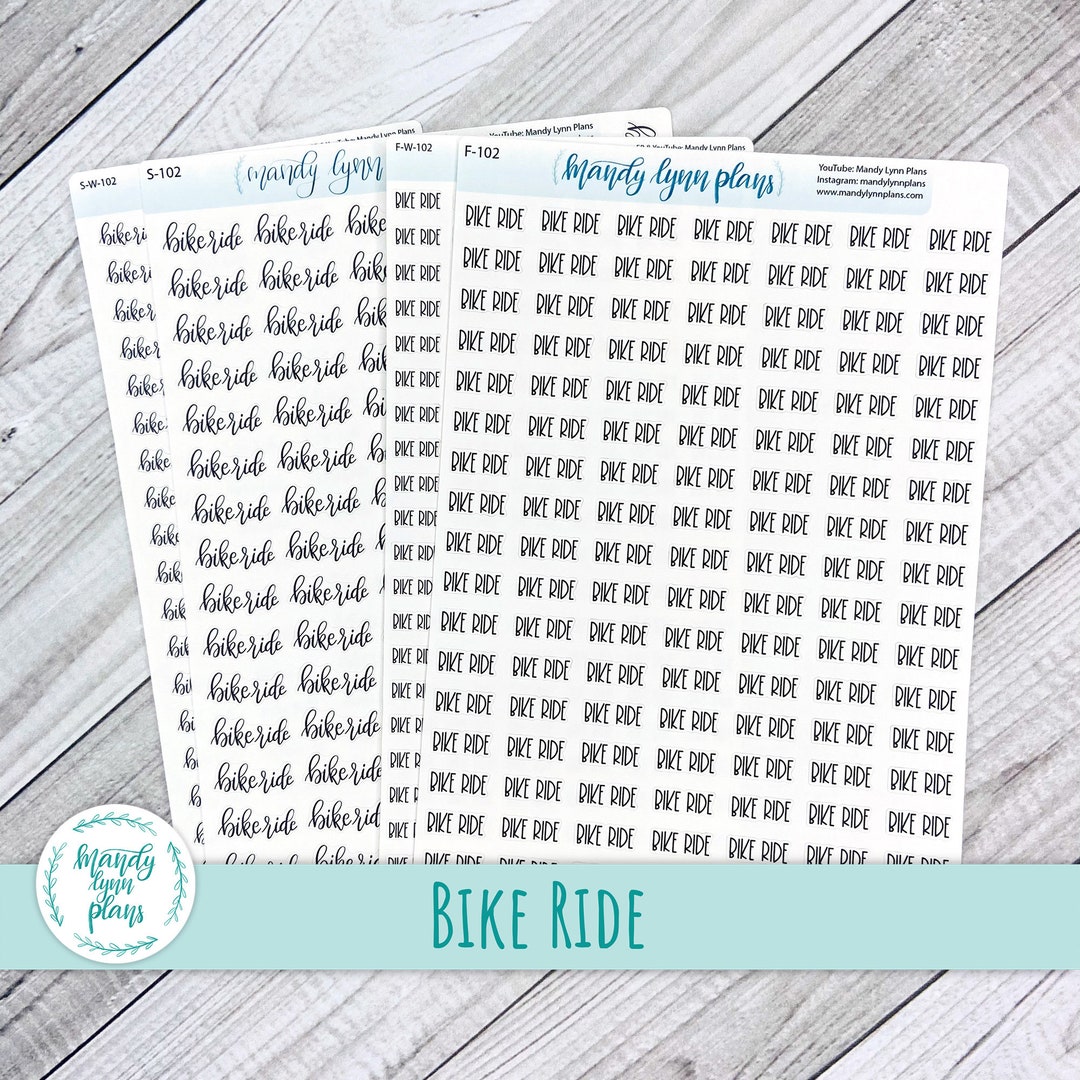 Bike Ride Script Stickers Removable White Matte or Clear - Etsy
