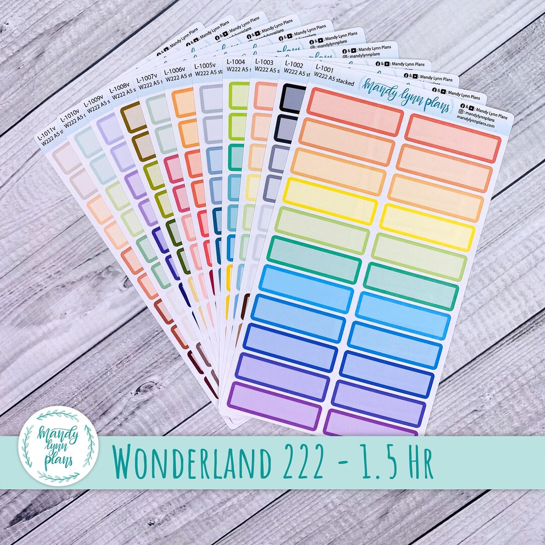 Wonderland 222 Planner Labels: A5 & B6, 1.5 Hour, Removable Matte ...