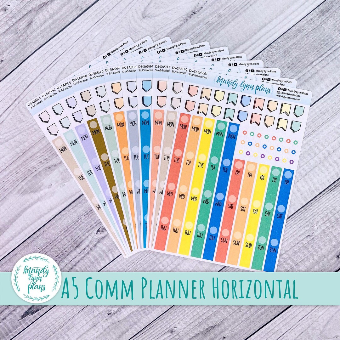 A5 Common Planner Horizontal Weekly Days and Date Cover Strips - Etsy