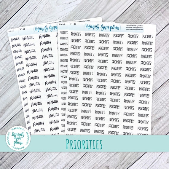 Priorities Script Stickers Removable White Matte or Clear - Etsy