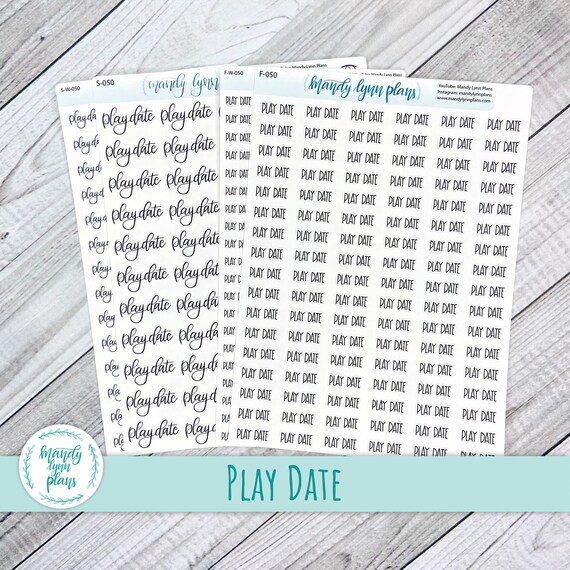 Play Date Script Stickers Removable White Matte or Clear - Etsy