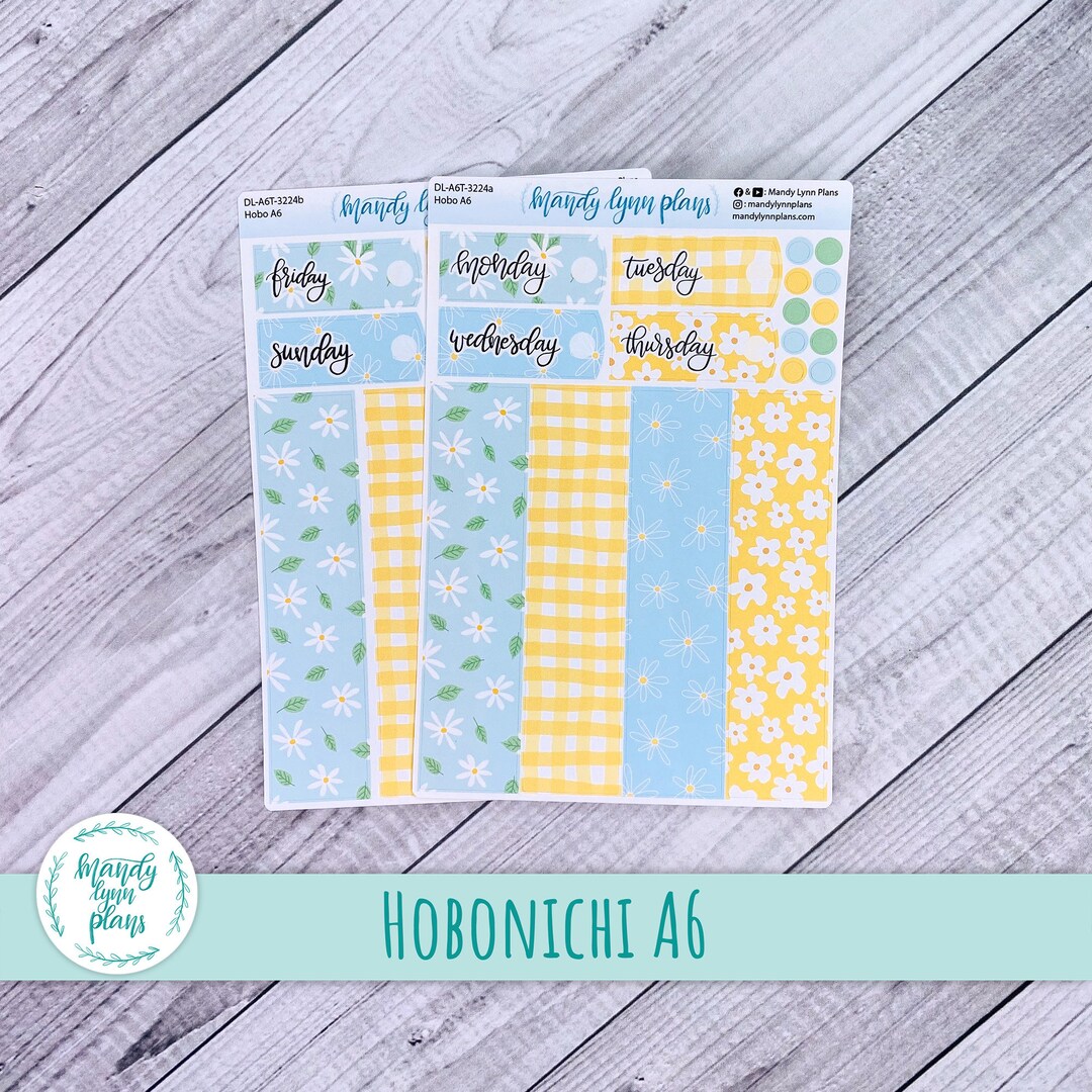 Hobonichi A6 Daily Page Sticker Kit Summer Daisies Hand Lettered ...