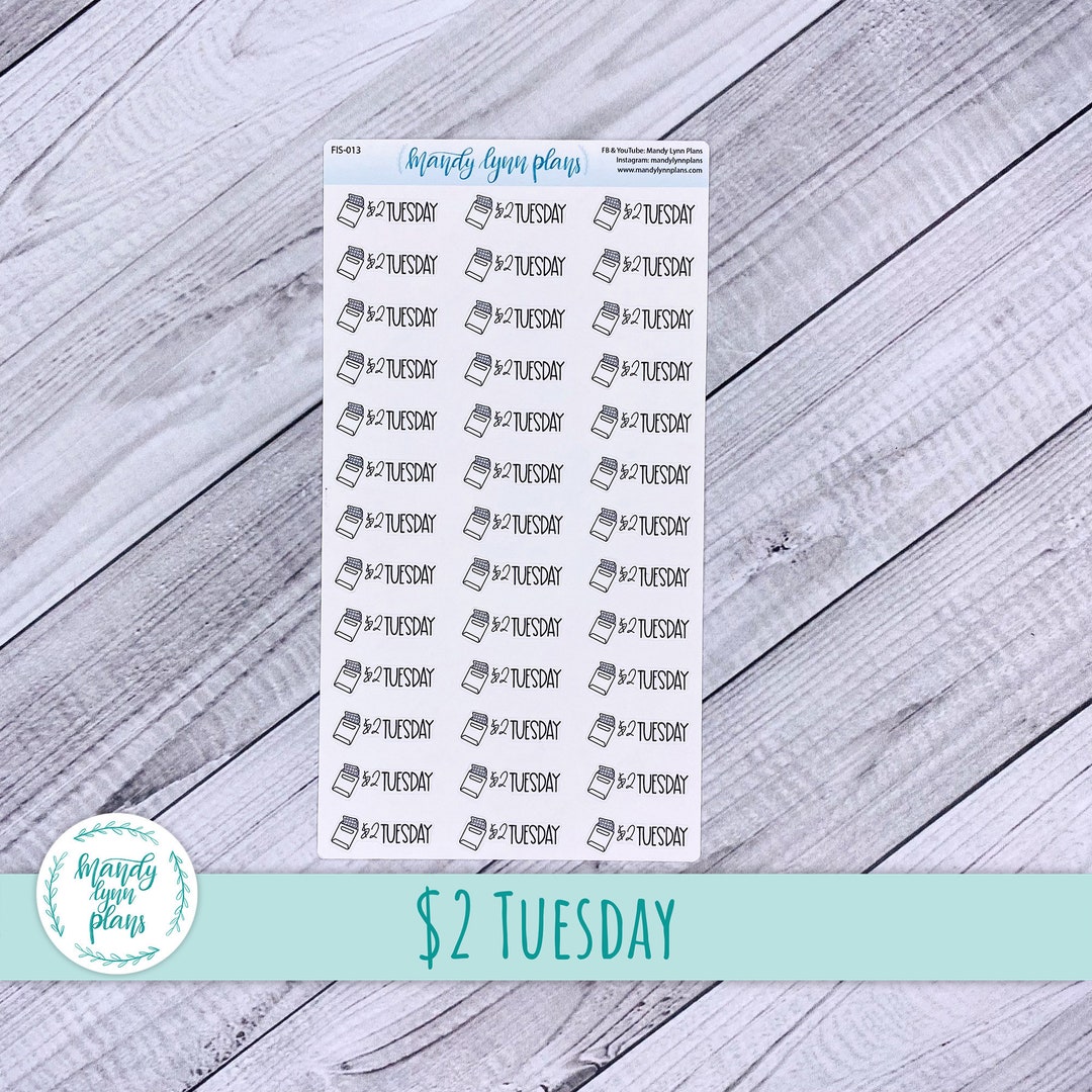 2 Dollar Tuesday Functional Icon Script Stickers || Minimalist Black ...