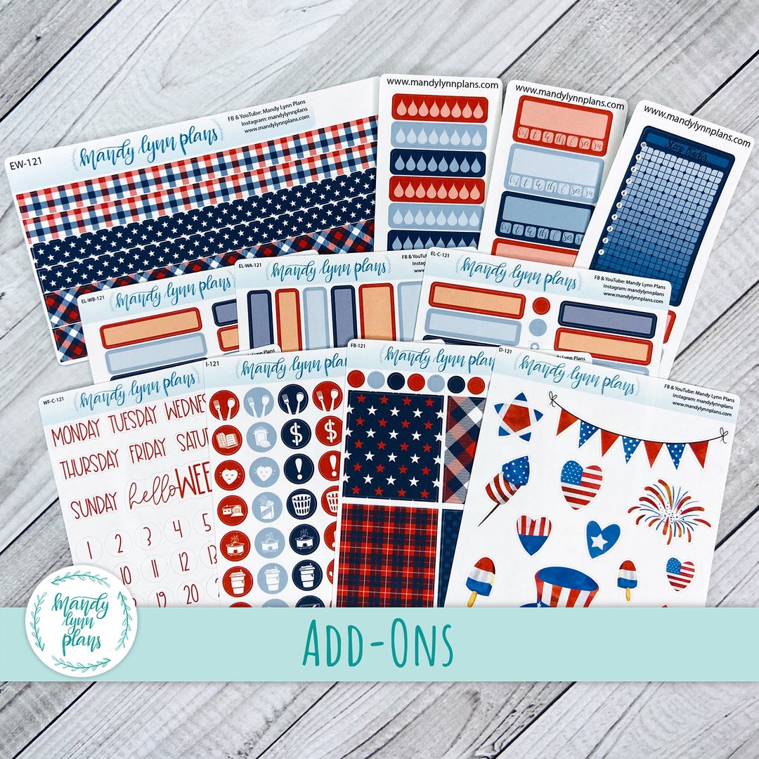 Patriotic Plaid Add-ons Washi, Clipart Deco, Full Boxes, Colored ...