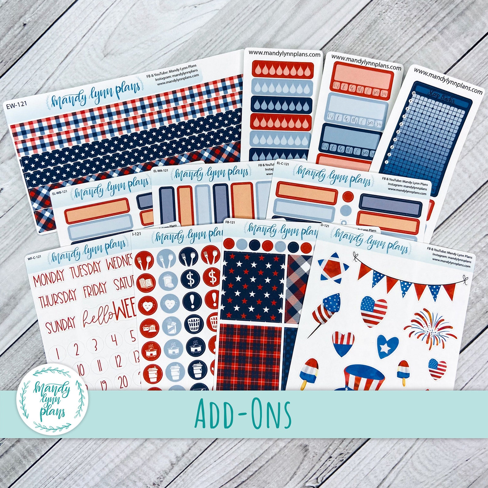 Patriotic Plaid Add-ons Washi Clipart Deco Full Boxes - Etsy