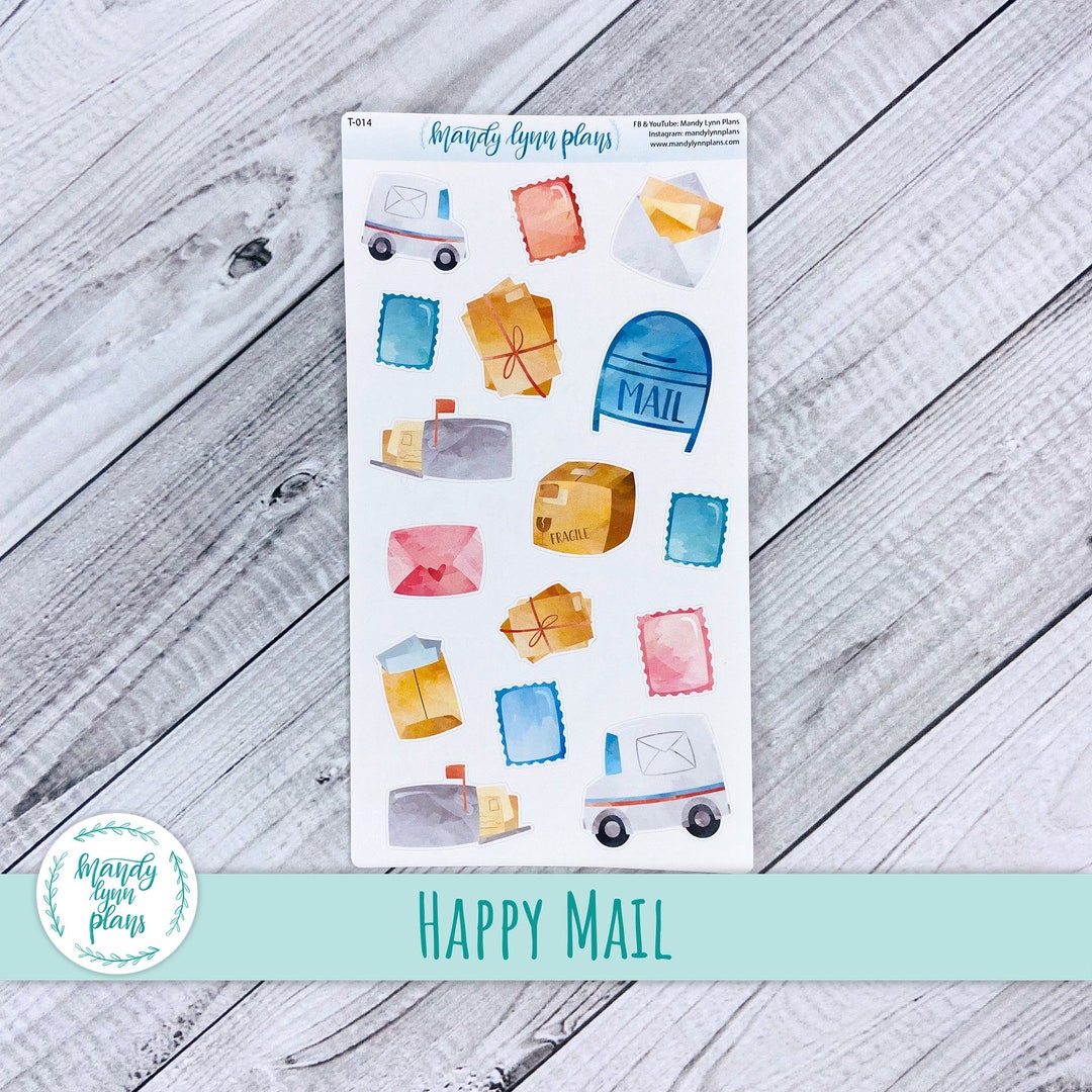 Happy Mail, Mail Truck, Envelopes, Stamps, Mailbox, Package Doodle Deco ...