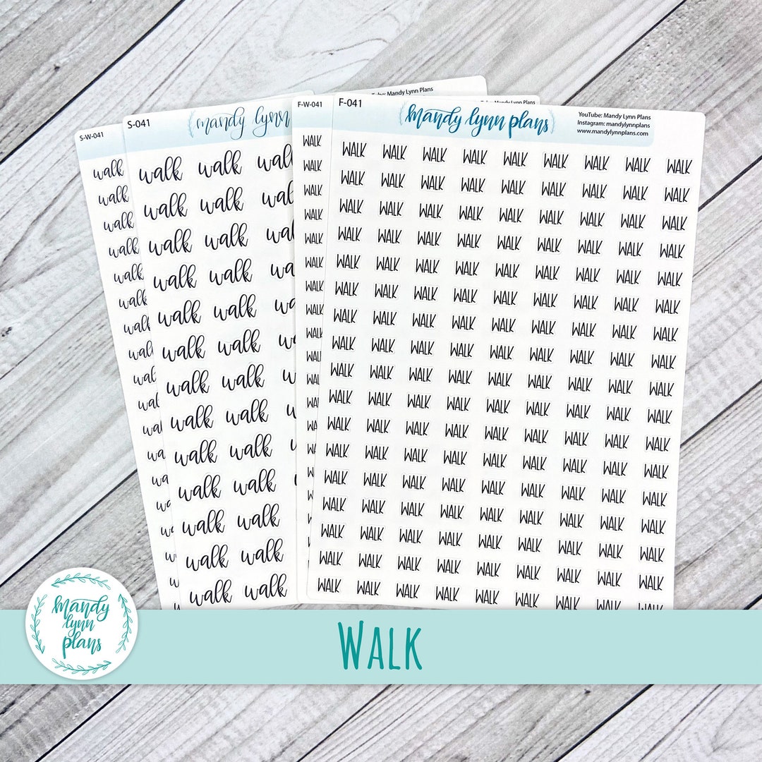Walk Script Stickers Removable White Matte or Clear Matte - Etsy