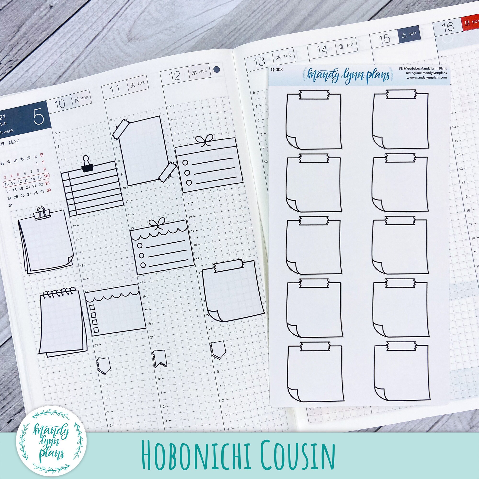 Sticky Note With Tape Planner Sticker Doodles Hobonichi and - Etsy