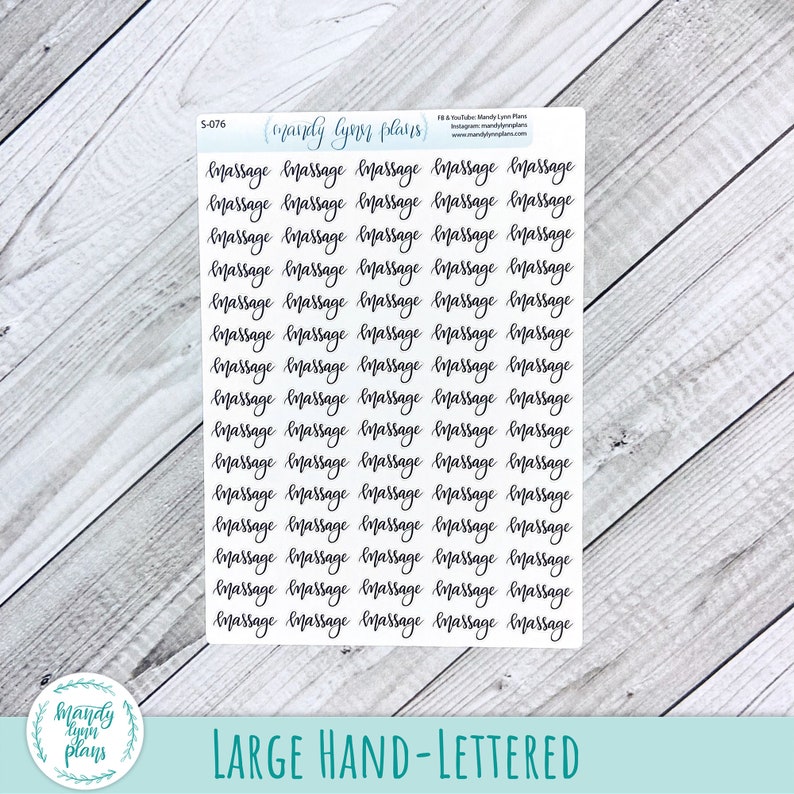 Hand-lettered Massage Script Stickers: Planner Stickers - Etsy
