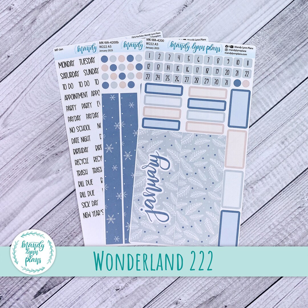 Wonderland 222 January 2023 Monthly Kit for A5, B6, and A6 Planners ...