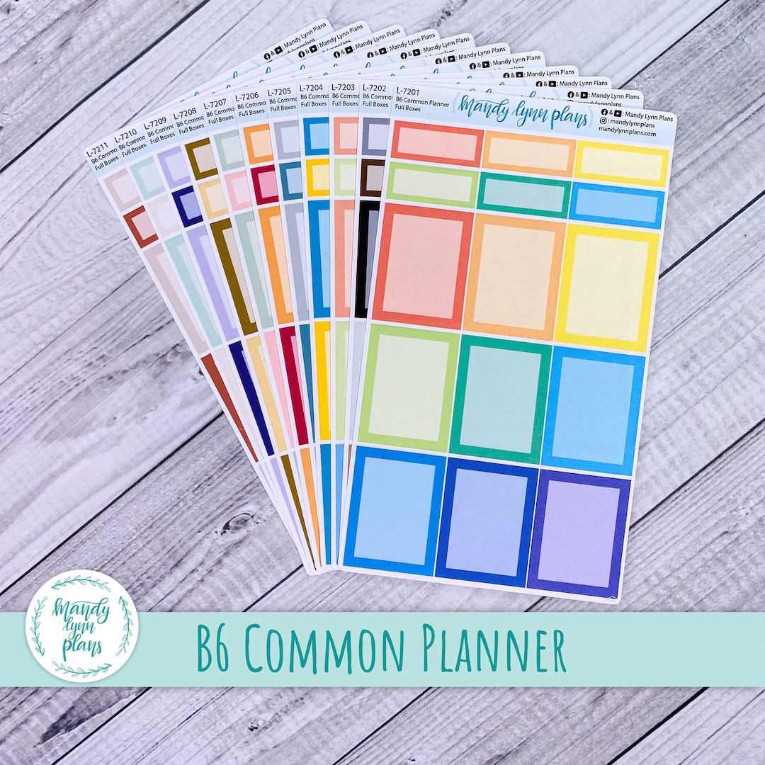 B6 Common Planner || Solid Full Box Functional Labels || 15 Removable ...