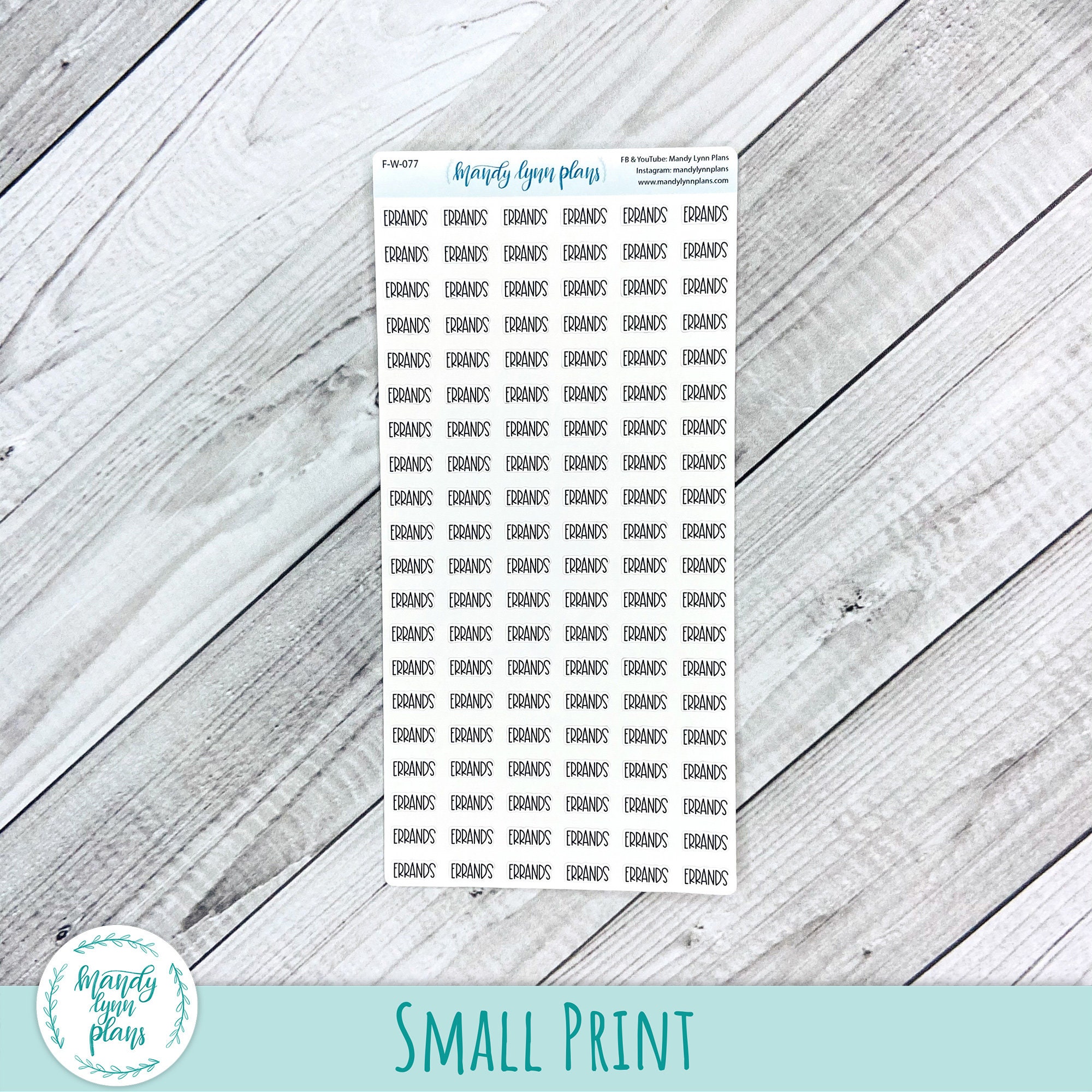 Errands Script Stickers Removable White Matte or Clear | Etsy