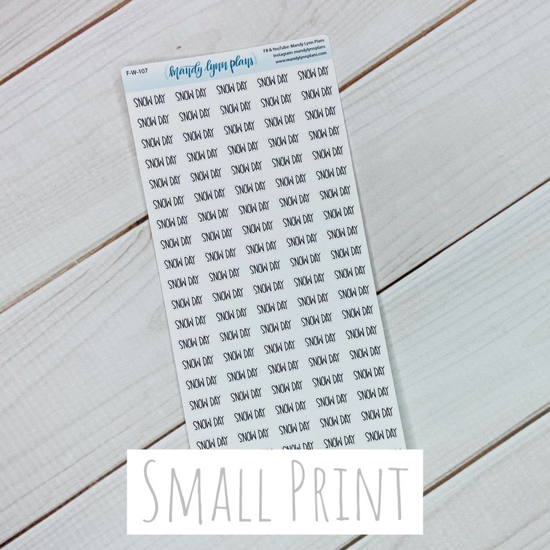 Snow Day Script Stickers Removable White Matte or Clear | Etsy