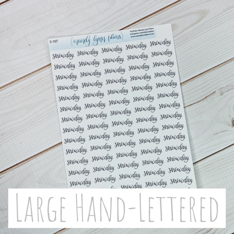 Snow Day Script Stickers Removable White Matte or Clear | Etsy