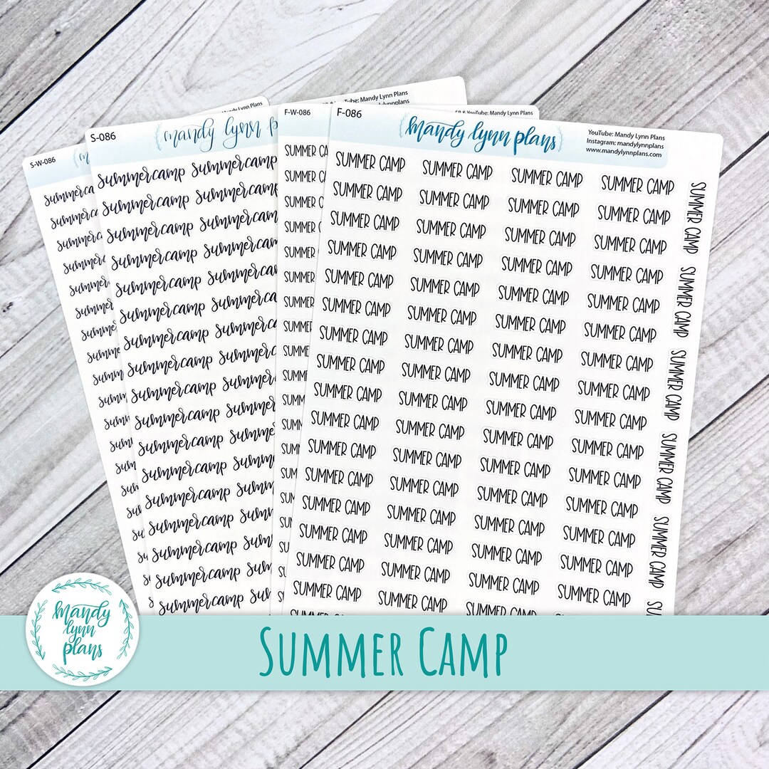 Summer Camp Script Stickers || Removable White Matte or Clear Matte ...