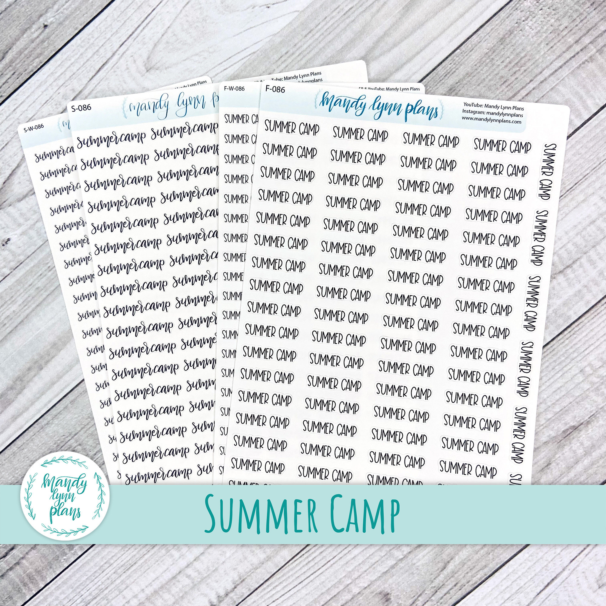 Summer Camp Script Stickers Removable White Matte or Clear | Etsy