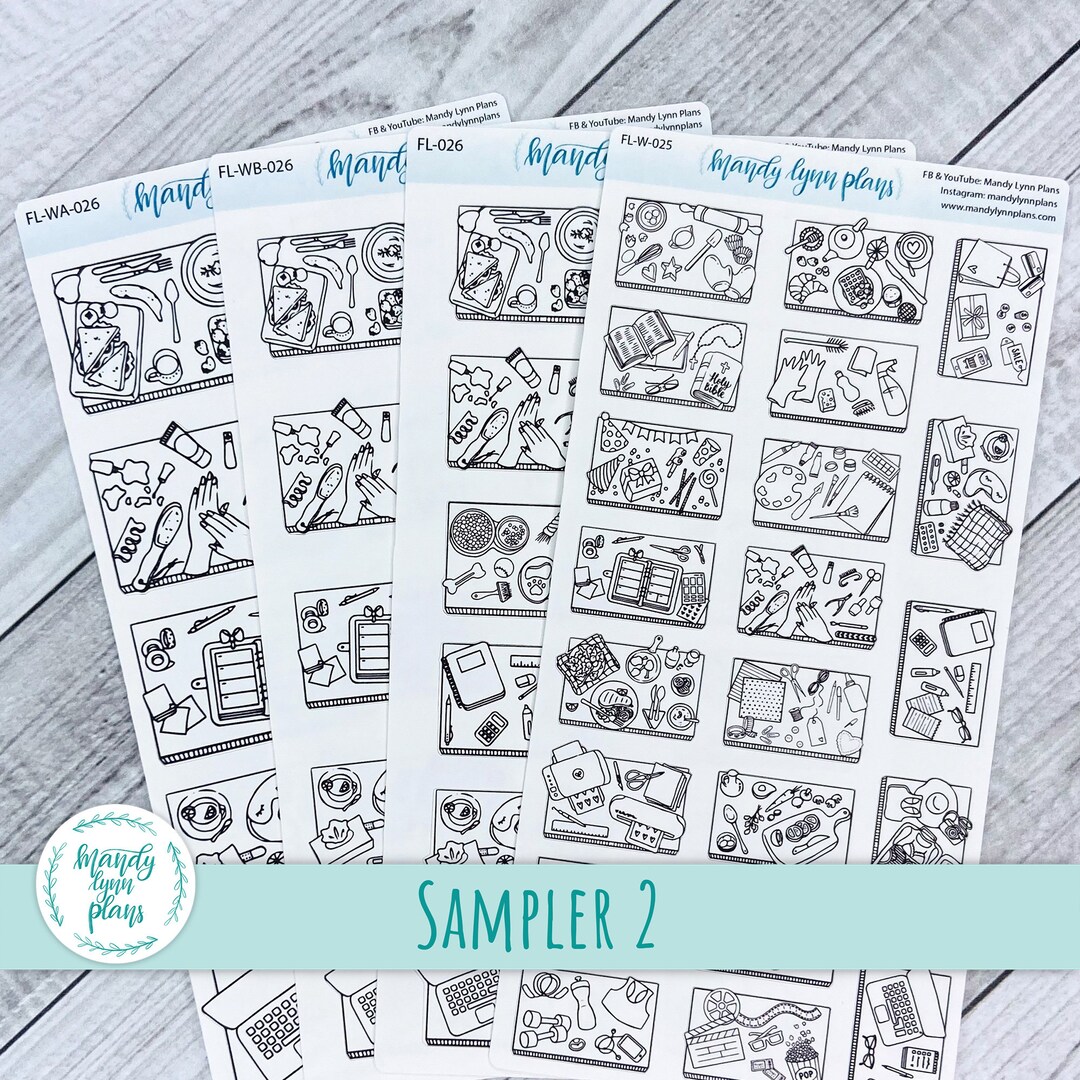 Flat Lay Planner Stickers: Sampler 2, Hobonichi, Wonderland 222 - Etsy