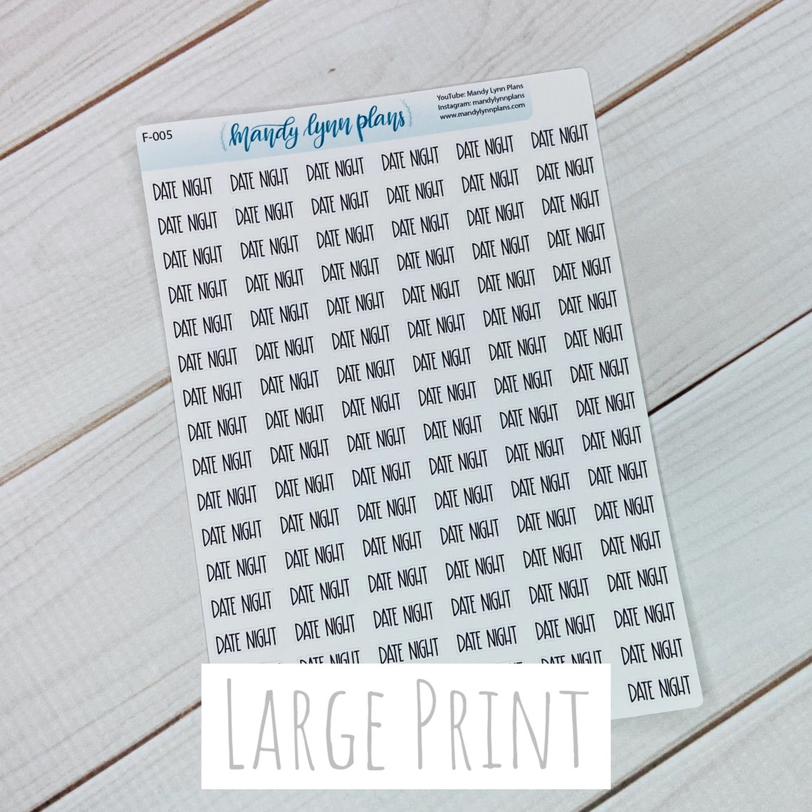 Date Night Script Stickers Removable White Matte or Clear | Etsy