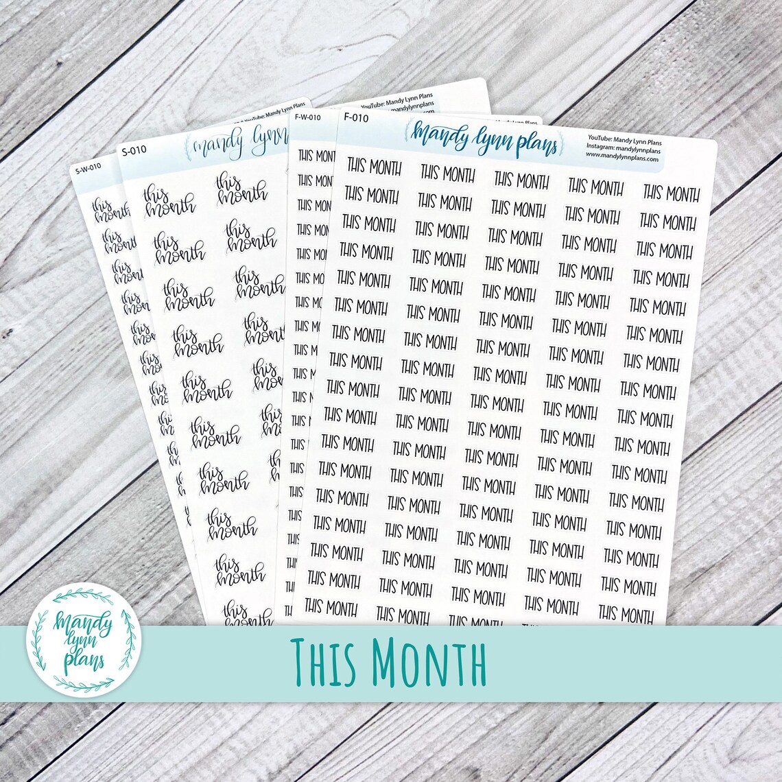 This Month Script Stickers Removable White Matte or Clear | Etsy