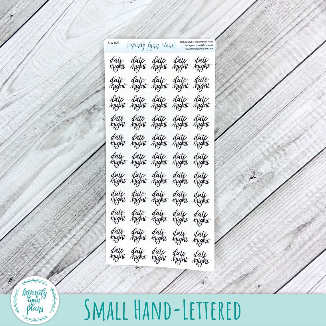 Date Night Script Stickers Removable White Matte or Clear | Etsy