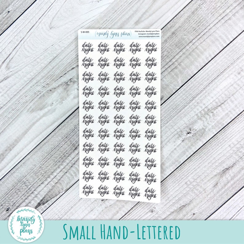 Date Night Script Stickers Removable White Matte or Clear | Etsy
