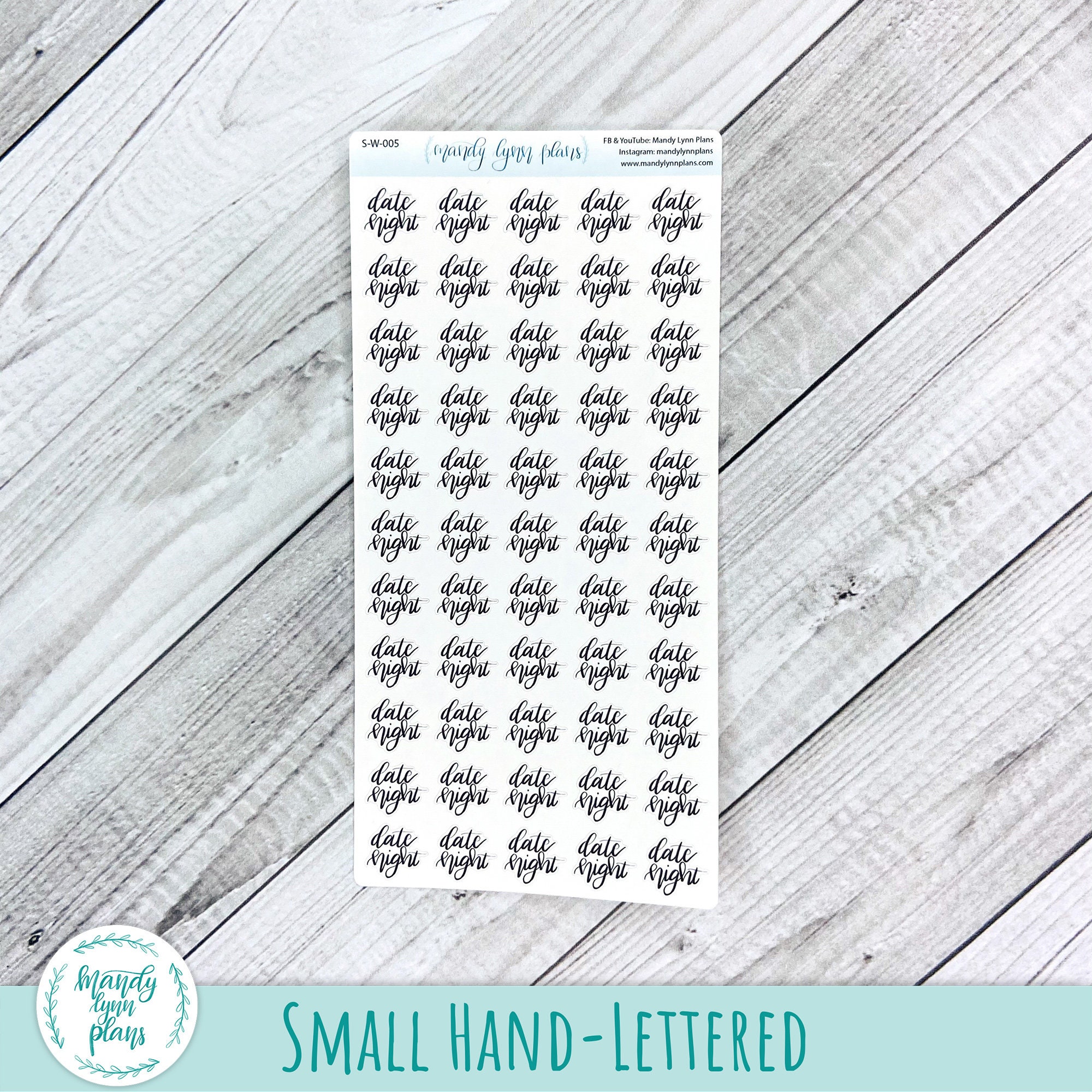 Date Night Script Stickers Removable White Matte or Clear | Etsy