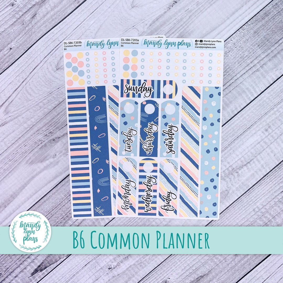 B6 Common Planner Daily Page Sticker Kit || Pastel Abstract || Hand ...