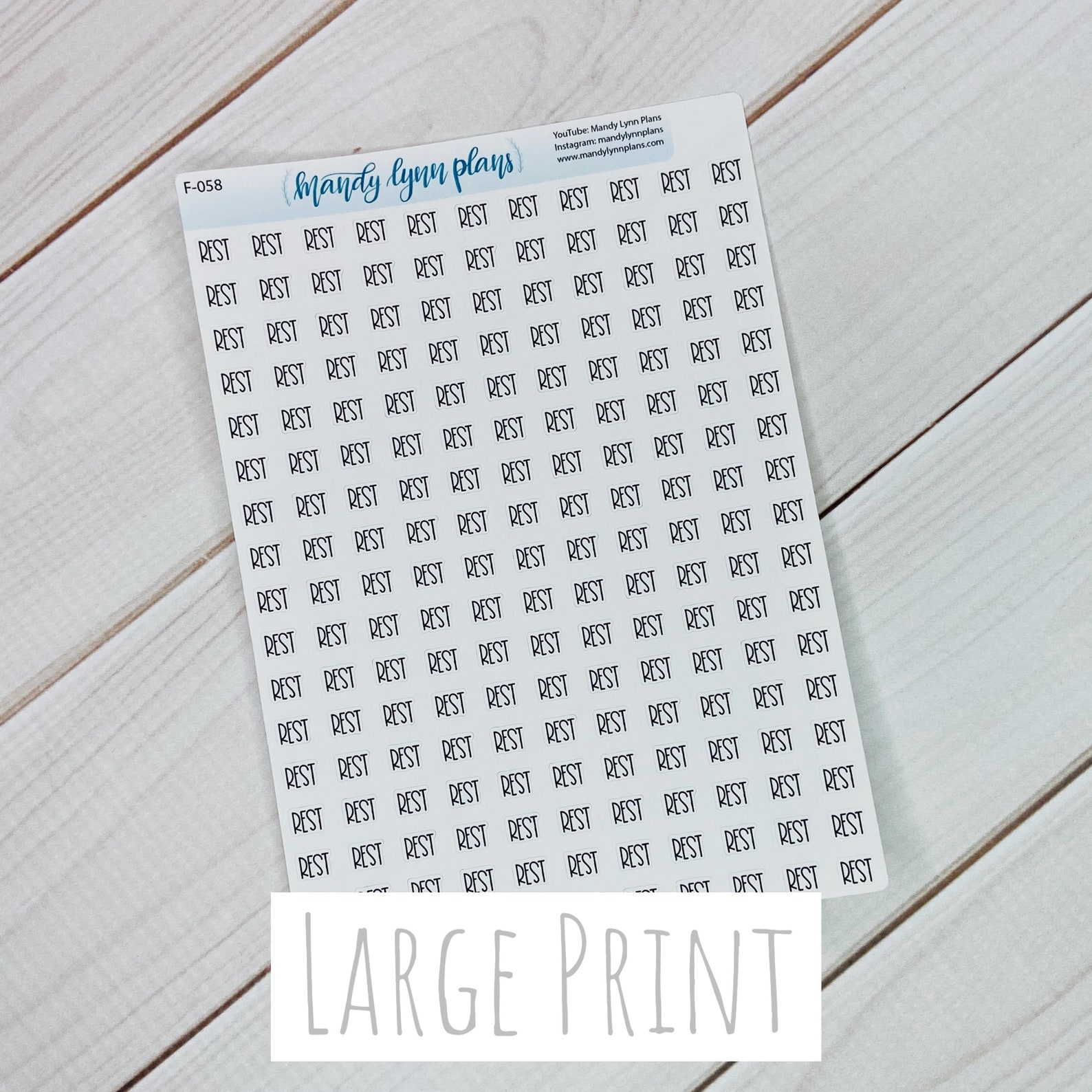 Rest Script Stickers 84 Removable White Matte or Clear | Etsy