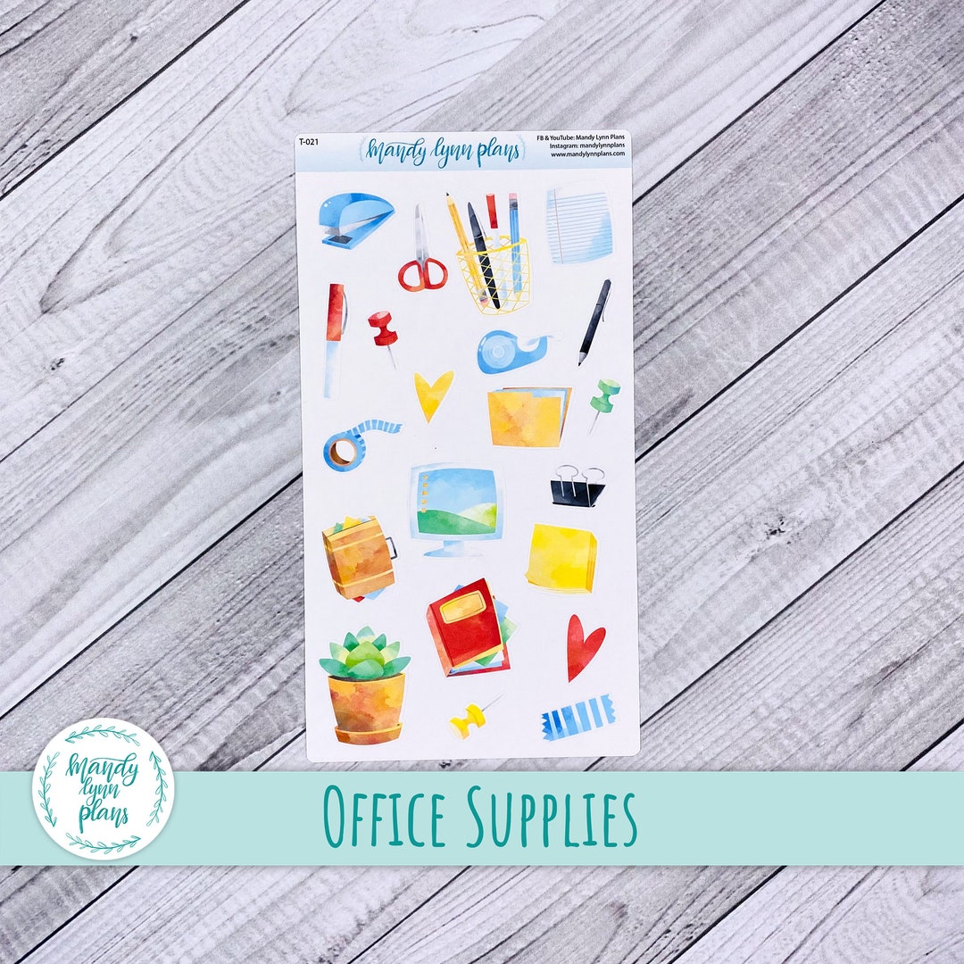 Office Supply Doodle Stickers: Removable Planner Stickers - Etsy