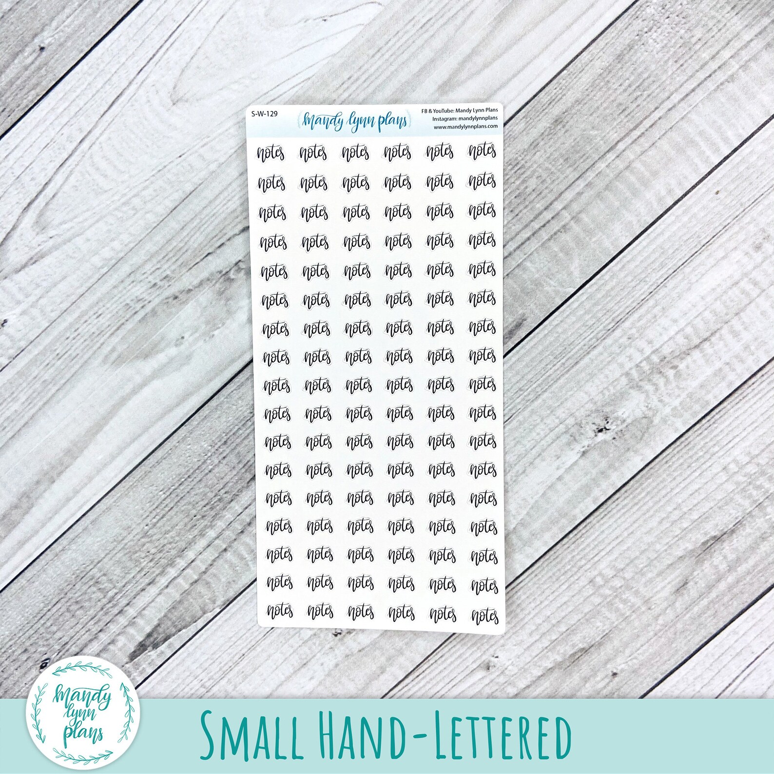 Notes Script Stickers Removable White Matte or Clear Matte | Etsy