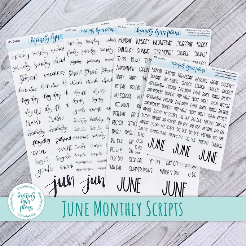 June Monthly Scripts Sheet Hobonichi Cousin Weeks and A6 | Etsy