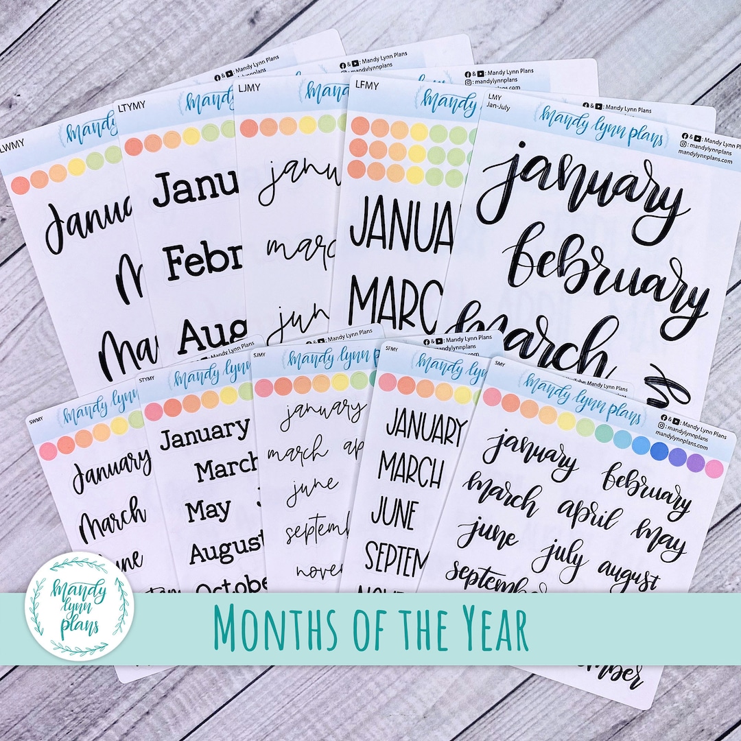Months of the Year Script Stickers: Planner Stickers - Etsy