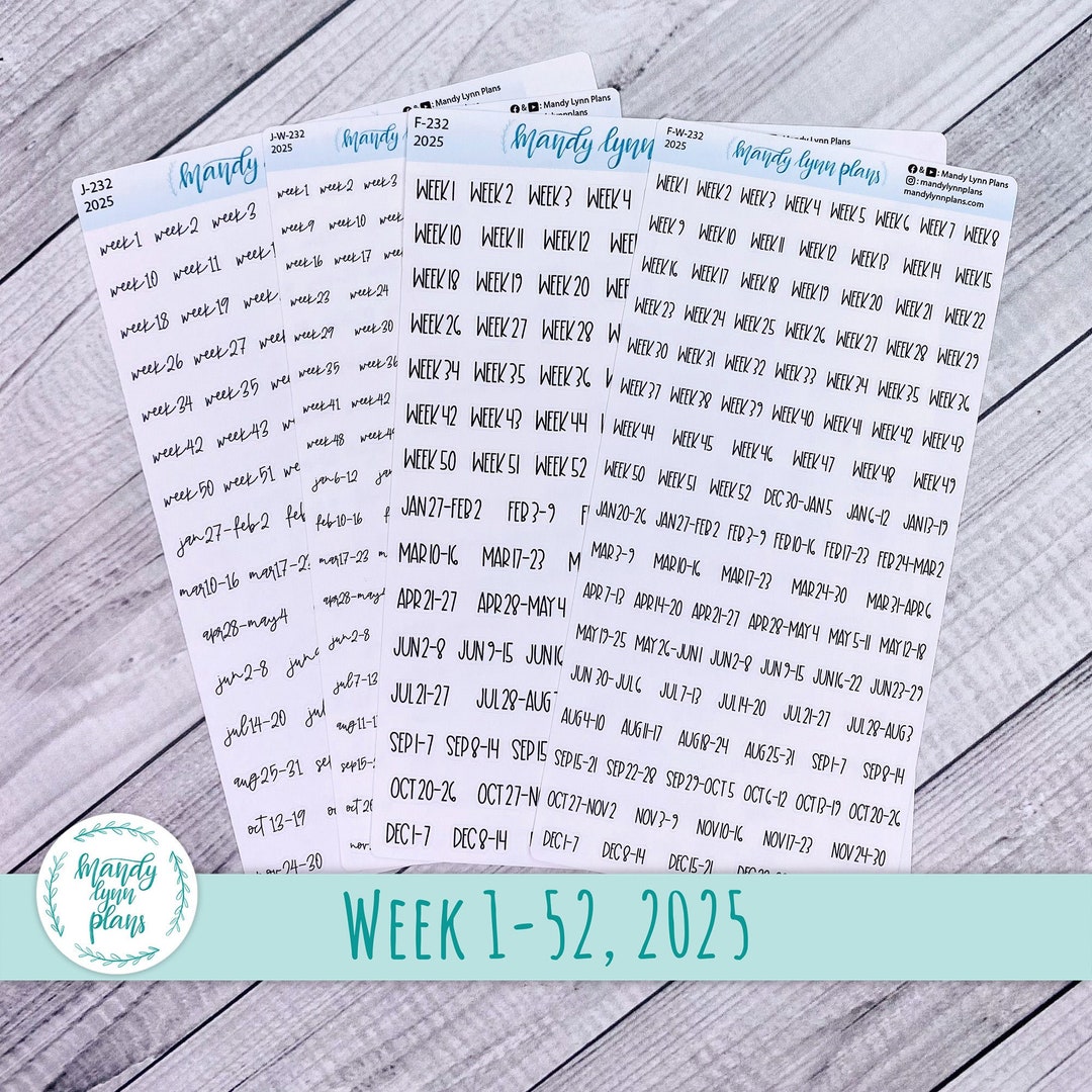 Week 1-52 2025 Yearly Scripts || Monday Start || 232 - Etsy