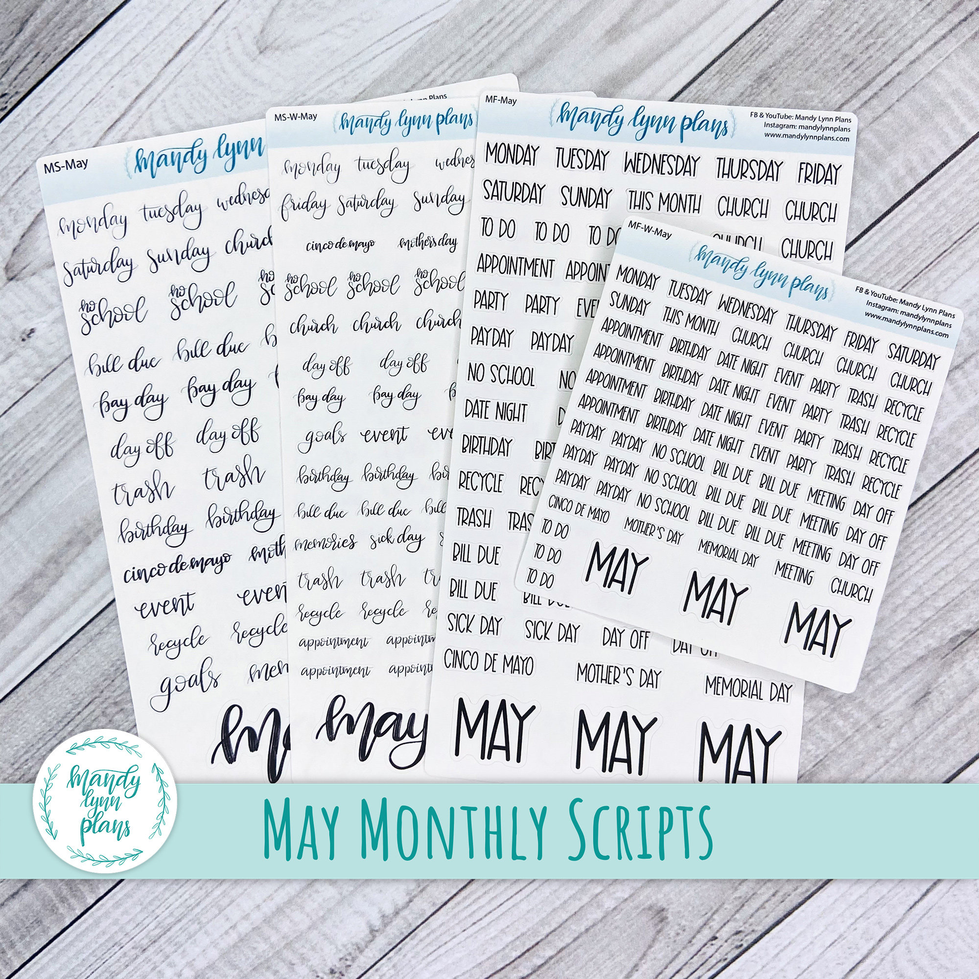 May Monthly Scripts Sheet Hobonichi Cousin Weeks and A6 - Etsy