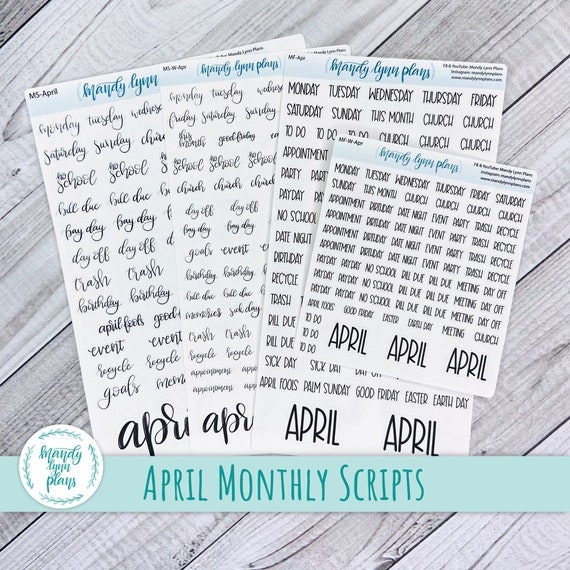 April Monthly Scripts Sheet Hobonichi Cousin Weeks and A6 - Etsy