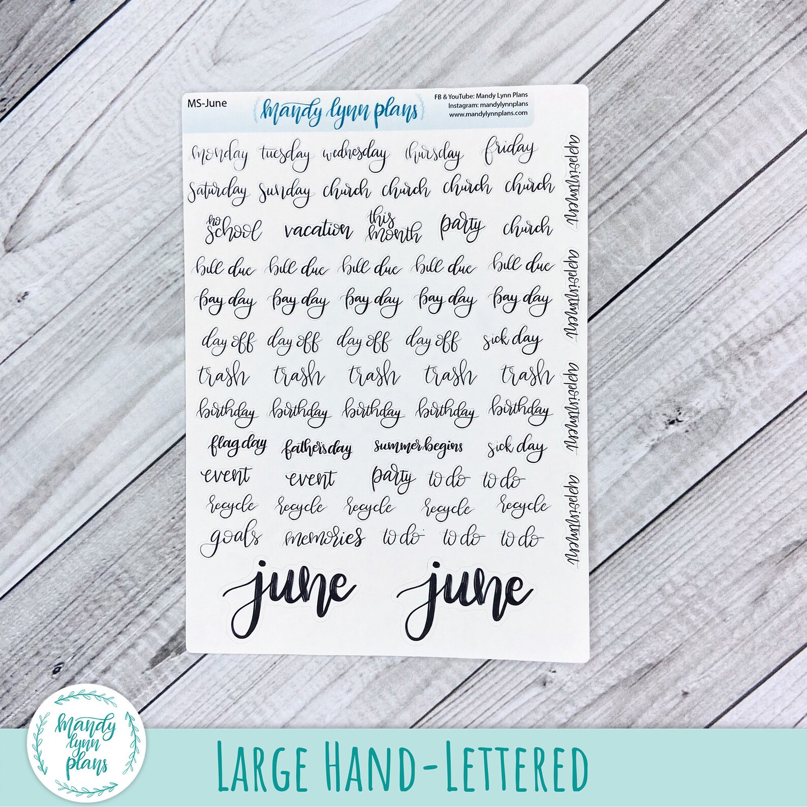 June Monthly Scripts Sheet Hobonichi Cousin Weeks and A6 | Etsy