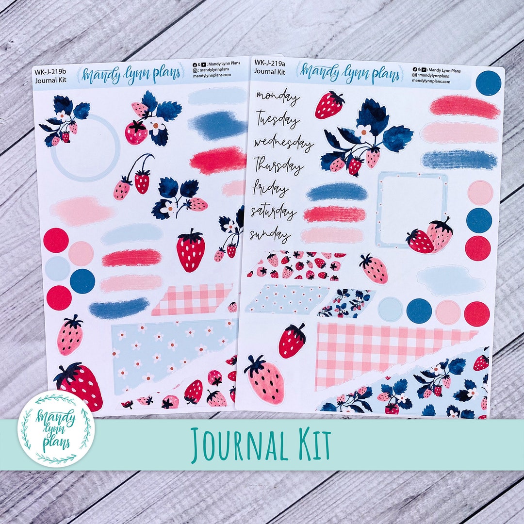 Strawberries Journal Sticker Kit || Removable or Clear Matte Stickers ...