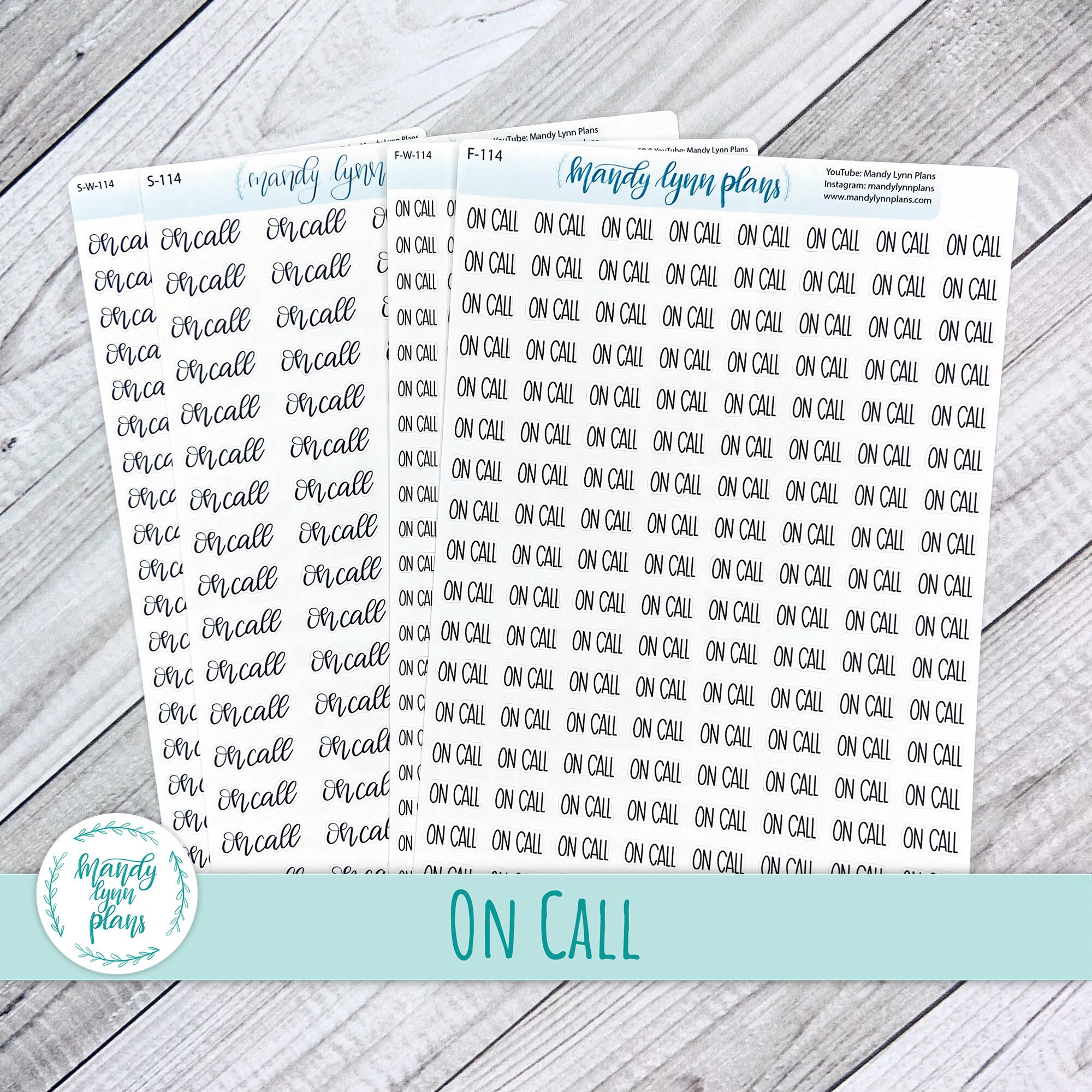 On Call Script Stickers Removable White Matte or Clear | Etsy