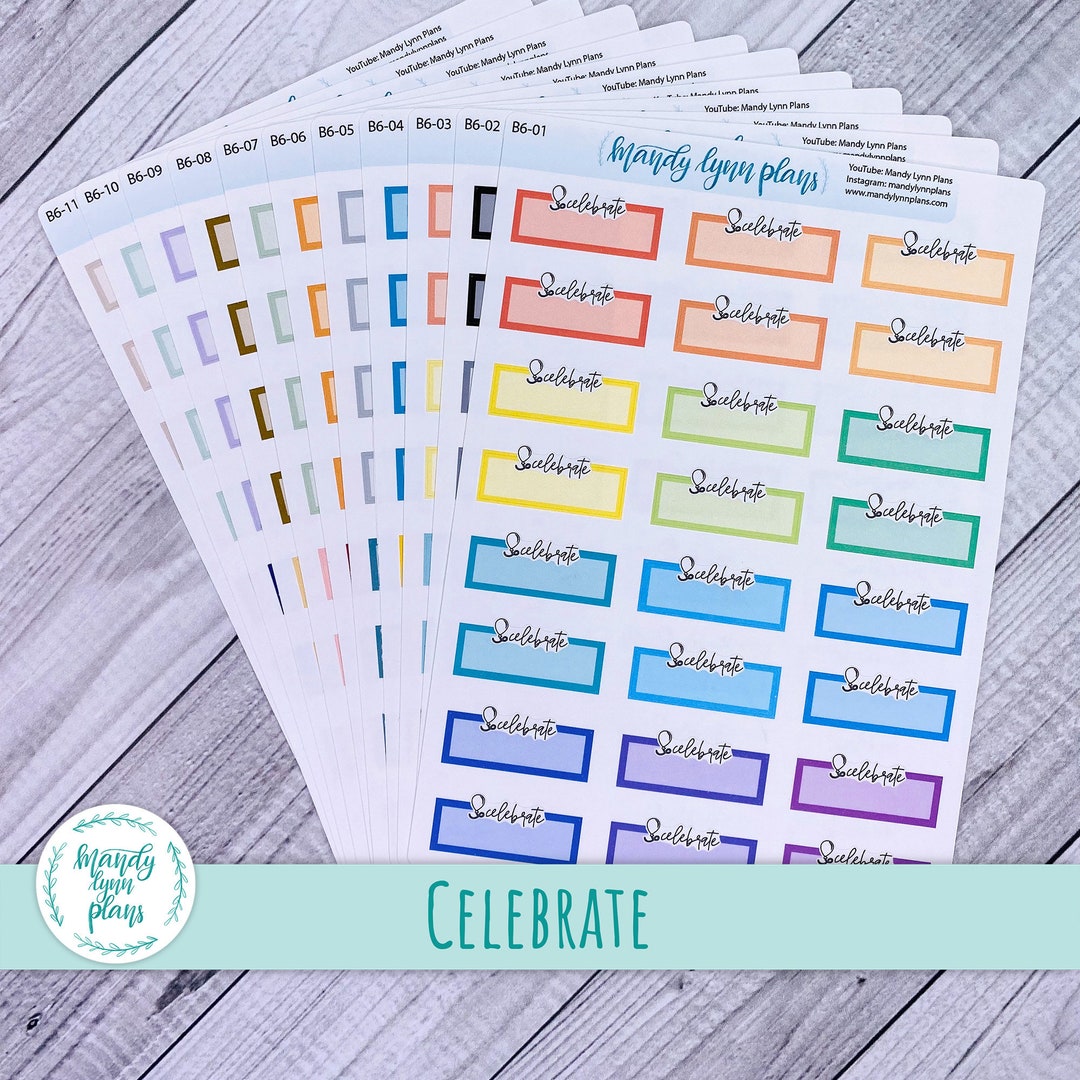 Celebrate Colored Box Planner Sticker || Large Print and Small Print ...