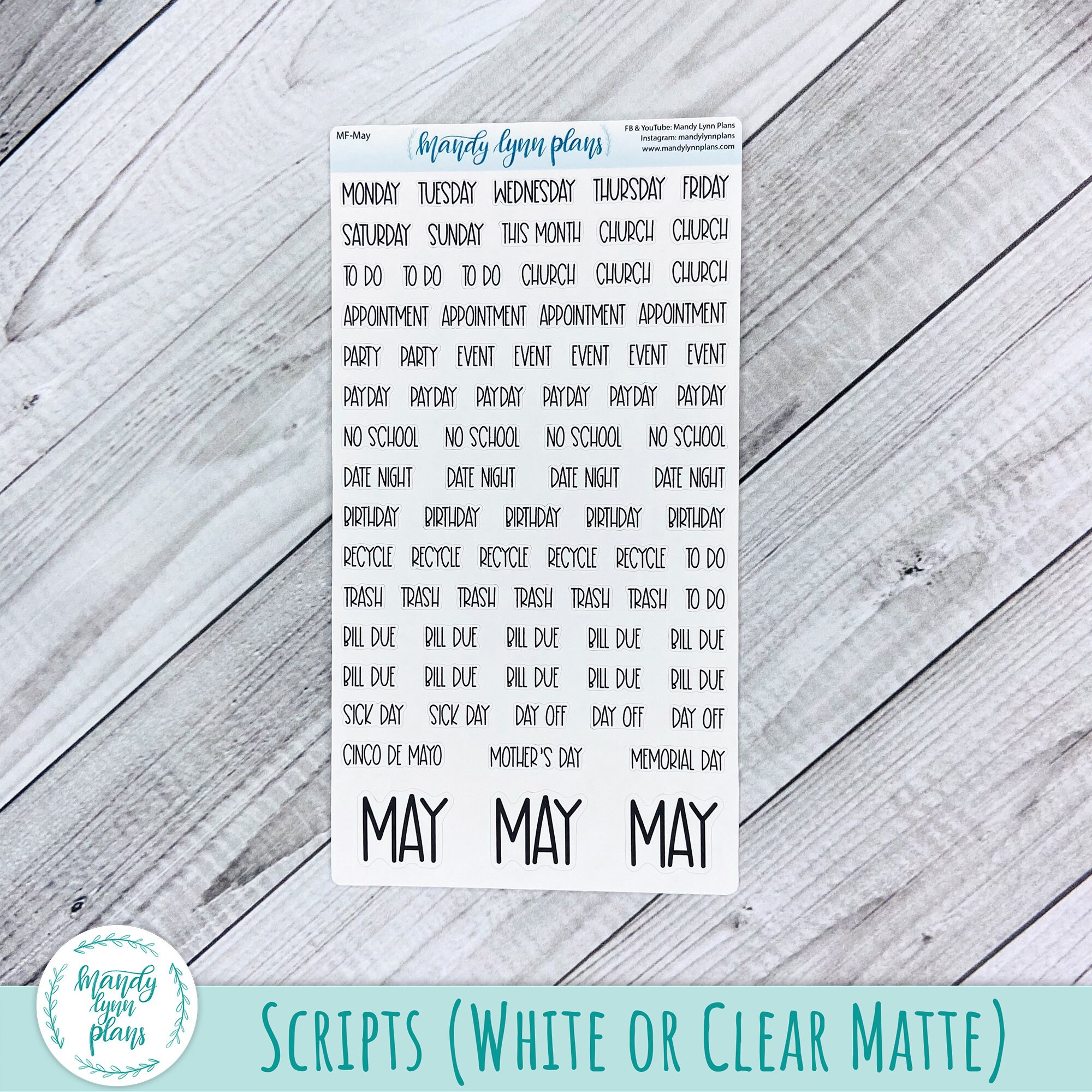 May Monthly Scripts Sheet Hobonichi Cousin Weeks and A6 - Etsy