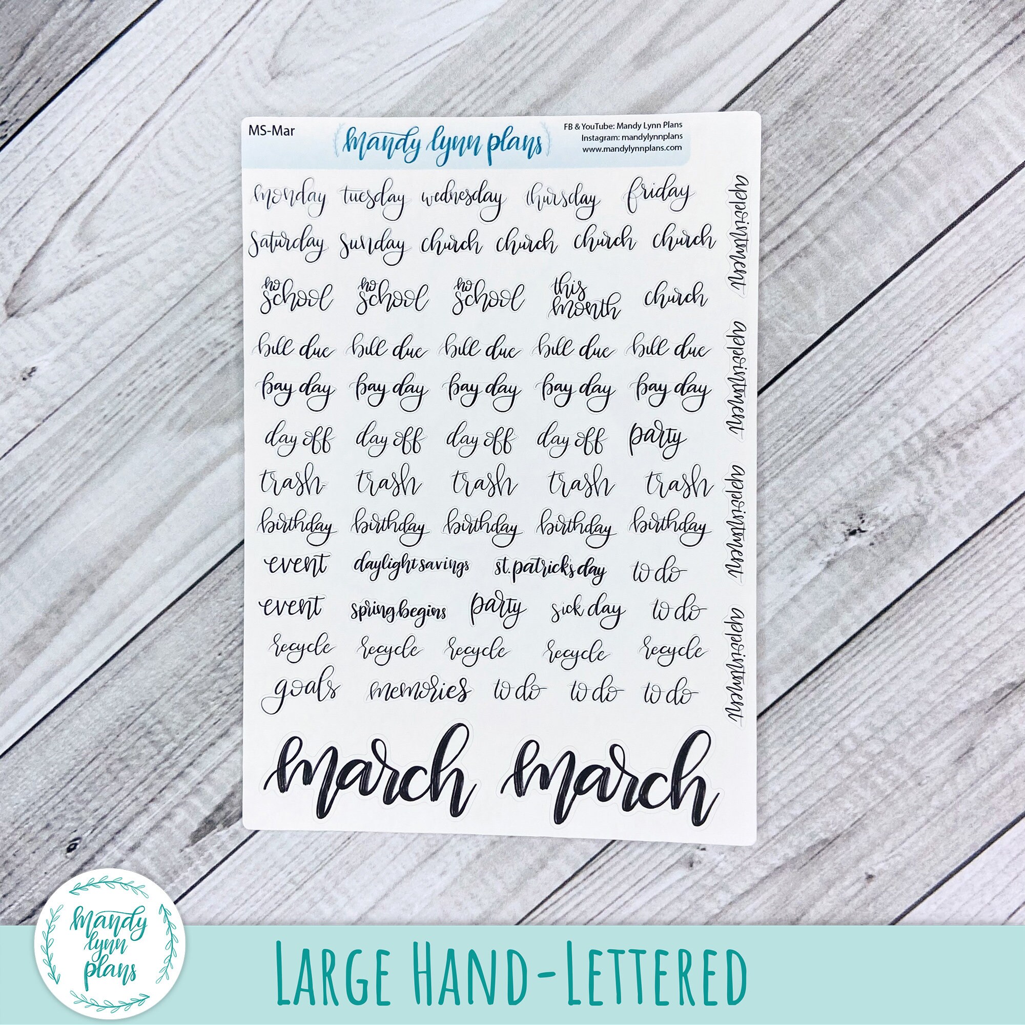 March Monthly Scripts Sheet Hobonichi Cousin Weeks and A6 - Etsy