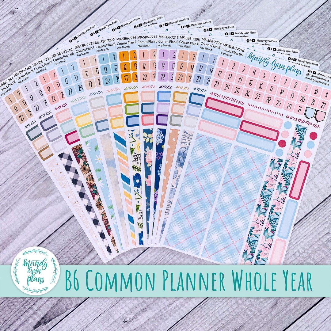 Whole Year Bundle 3 Design Options 12 Any Month Kits B6 Common Planner ...