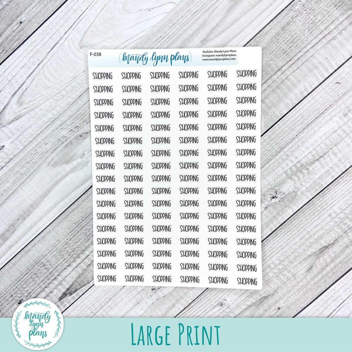 Shopping Script Stickers Removable White Matte or Clear | Etsy