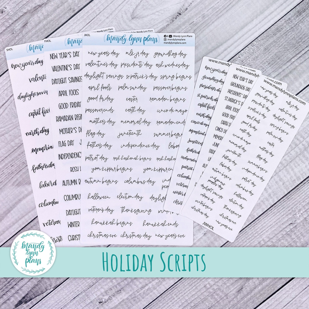 Holiday Script Stickers || Removable White Matte or Clear Matte ...