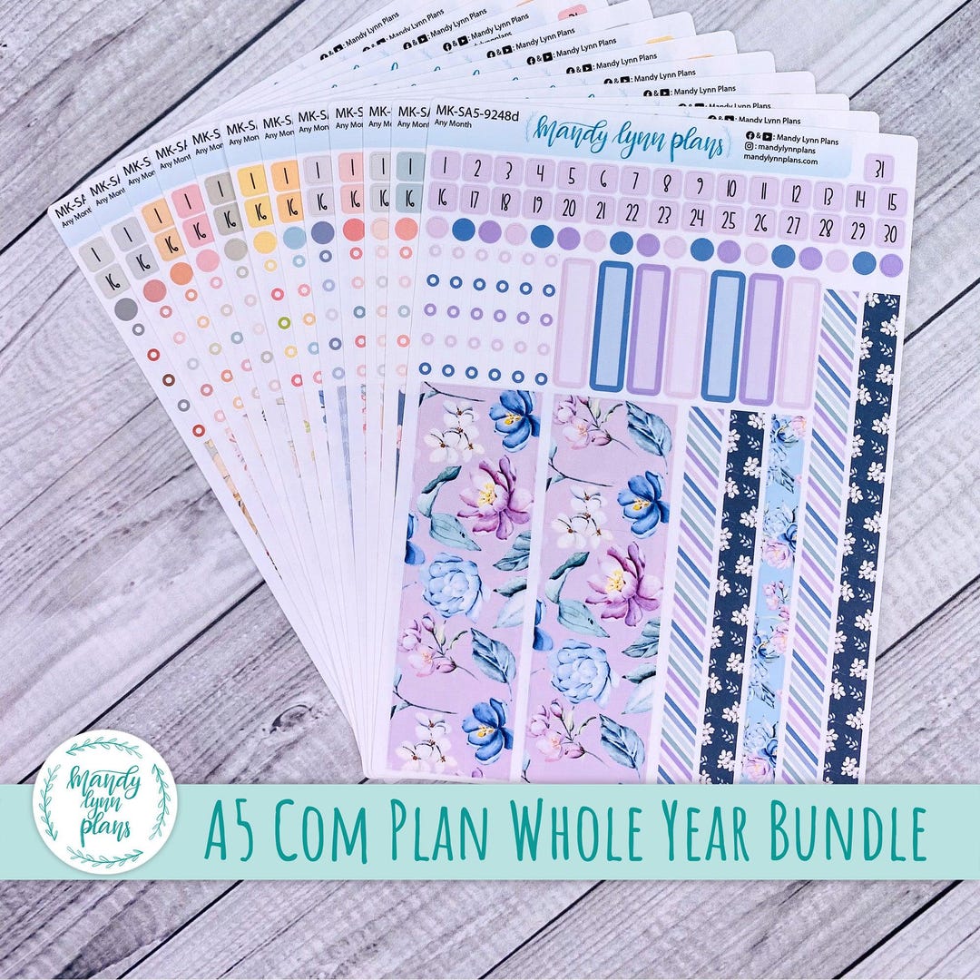 Whole Year Bundle || 3 Design Options || 12 Any Month Kits || A5 Common ...