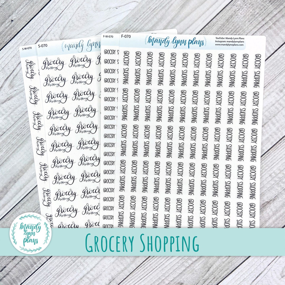 Grocery Shopping Script Stickers Removable White Matte or - Etsy